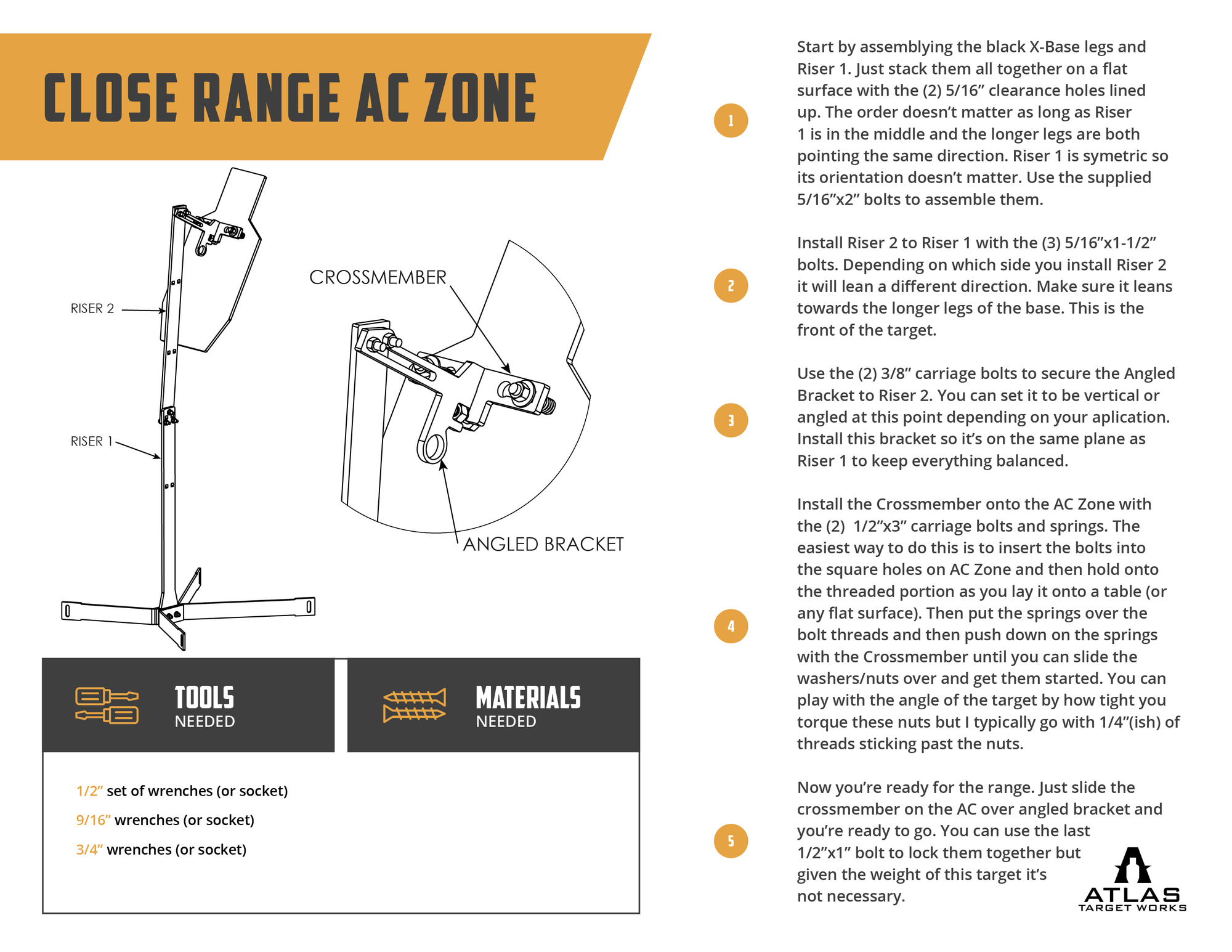 Close Range IPSC AC Zone AR500 Target Assembly - Atlas Target Works