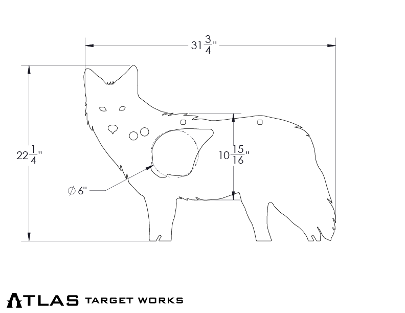 Full Size AR500 Side Profile Reactive Coyote Target - Atlas Target Works